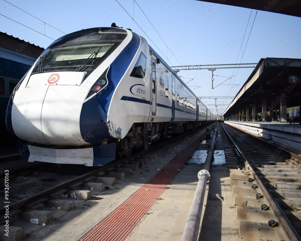 Delhi, India, June 09 2024 - Vande Bharat Express train going from ...
