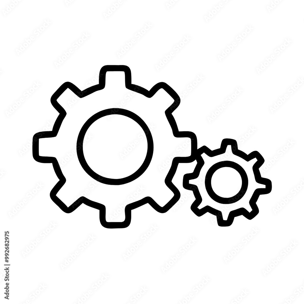 A minimalist illustration of a gear, using basic shapes and clean lines ...
