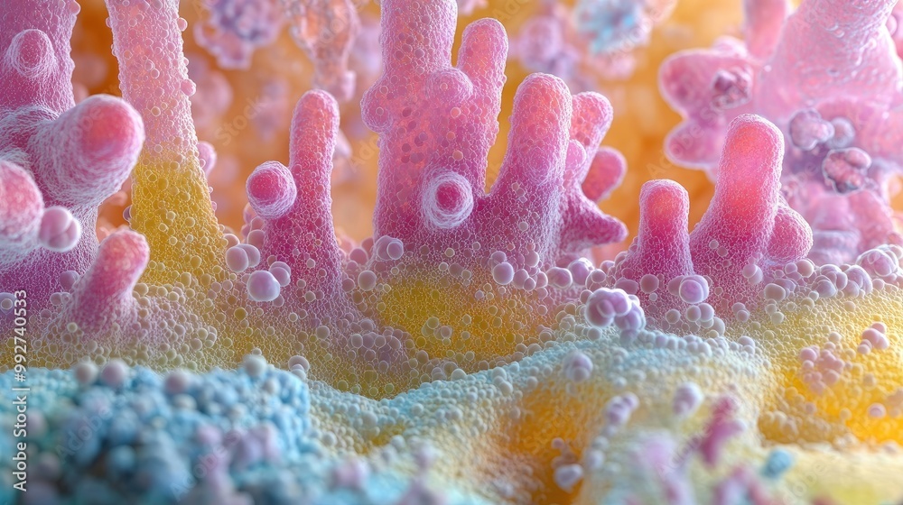 Microscopic view of bacteria culture in the gut showing healthy ...