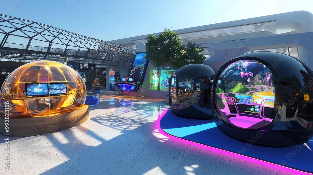 Architectural plan for a virtual reality arcade, including immersive ...