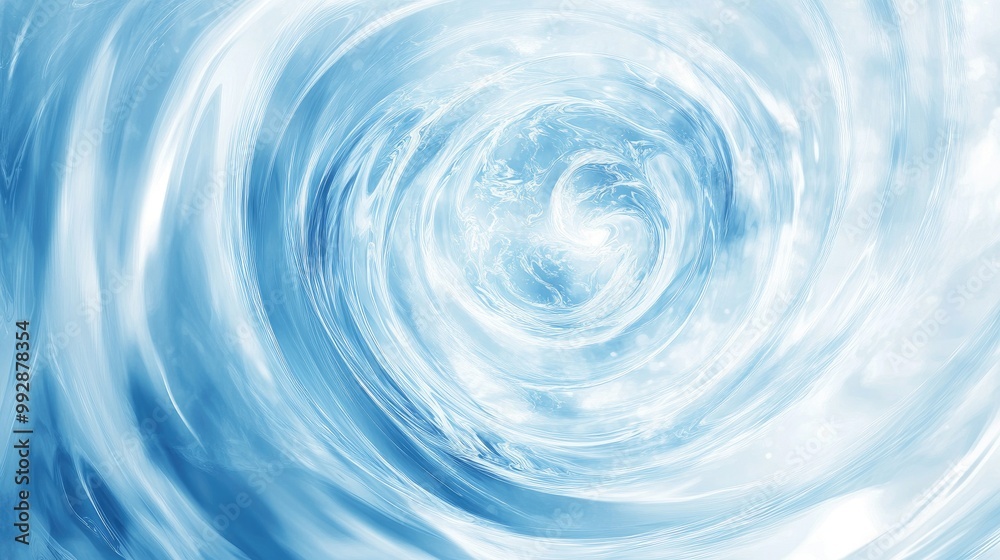 Abstract circular light blue gradient background featuring water swirls ...