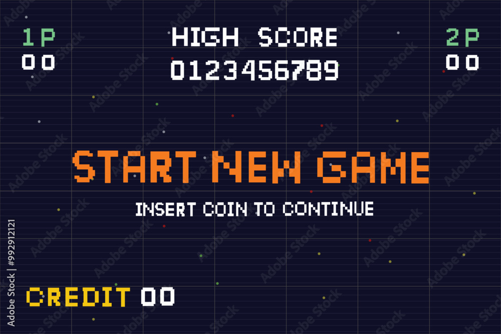 start new game Pixel art background.8 bit game. retro game. for game assets in vector ...