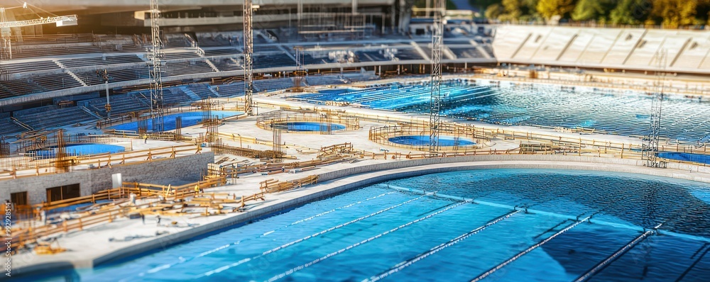 Image of a new Olympic sports facility under construction, focusing on ...