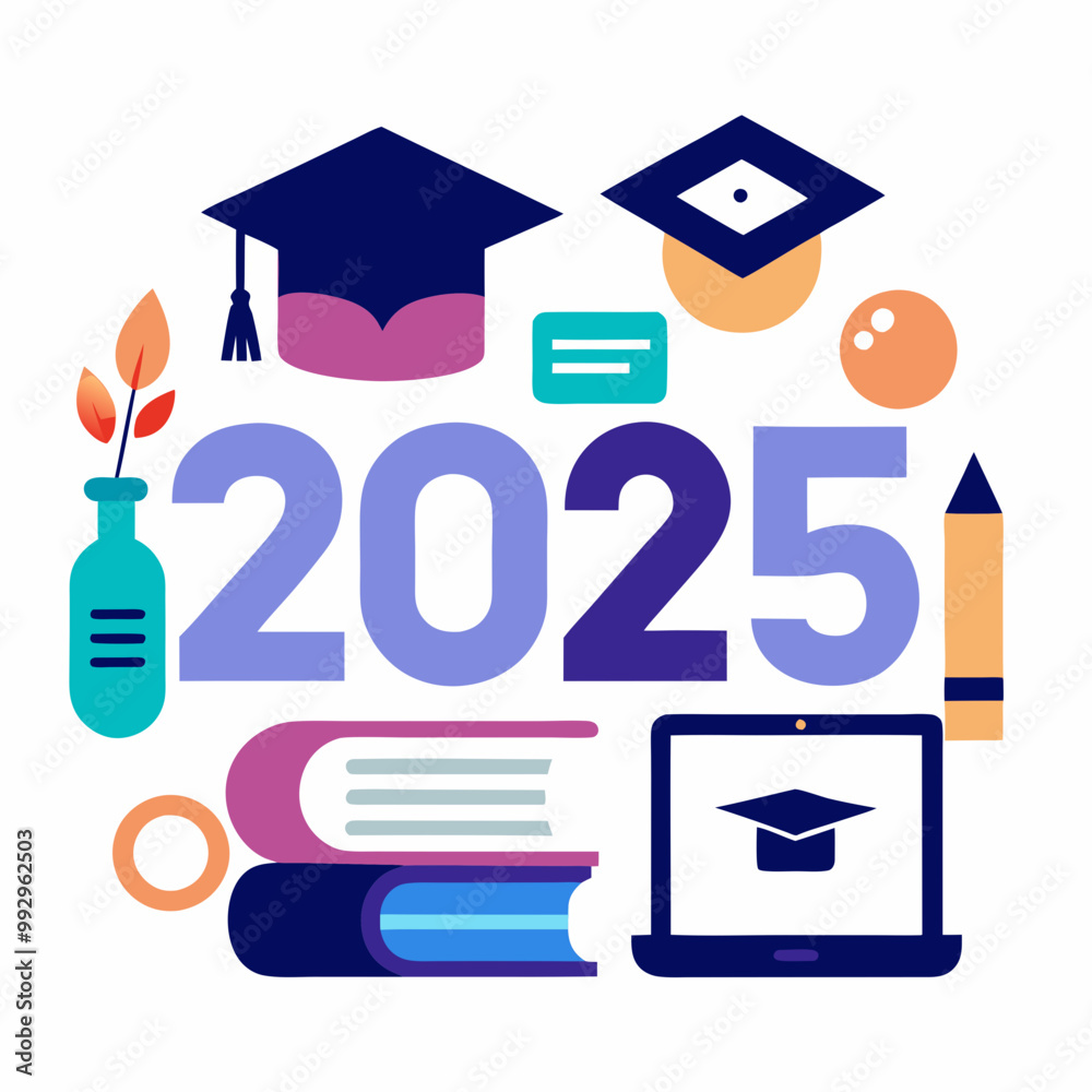 2025 . Educational Conference 2025 Books forming the number 2025 with a ...