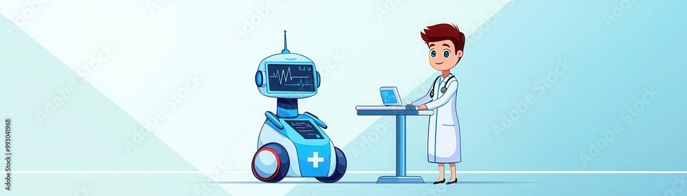 Development of healthcare robots , hospital theme, cartoon drawing ...