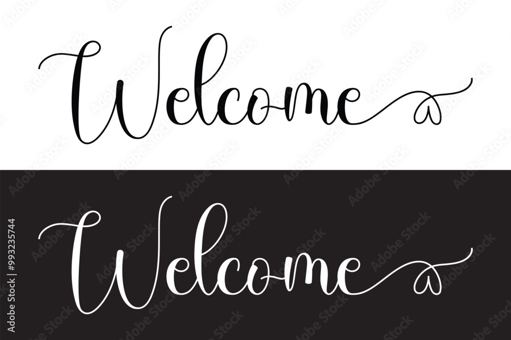 welcome lettering text. Modern calligraphy style illustration. Welcome ...