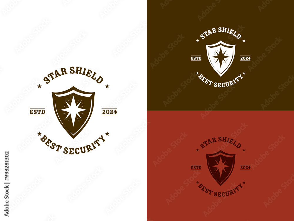 Brown shield with star, Star Shield Best Security logo design. Suitable ...