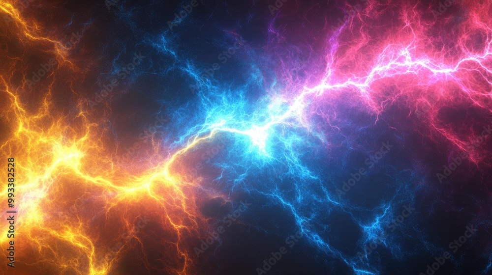 Abstract lightning bolt pattern with vibrant colors, space for text ...