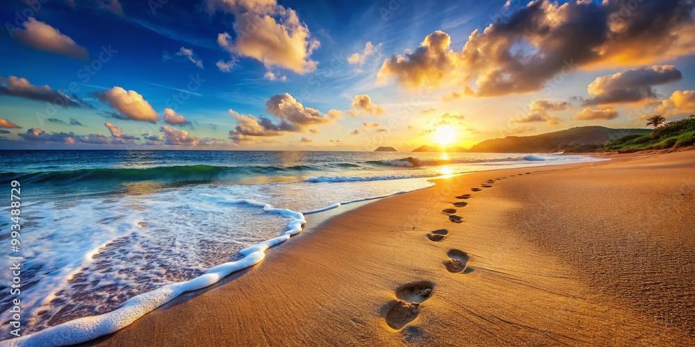 Serene Footprints in the Sand Poem Wallpaper for Tranquil Beach and ...