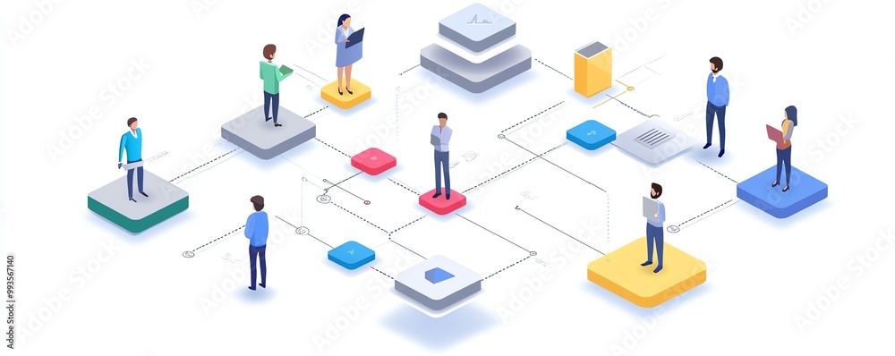 Flowchart of business strategy, team collaboration, infographic style ...