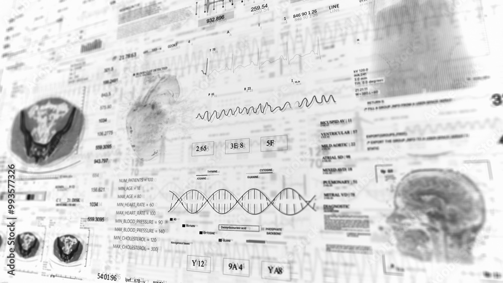 monitor MRI x ray CT Scan. Futuristic Technological Interface. Medical ...