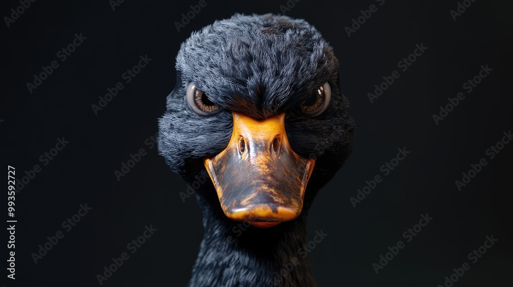 Annoyed duck face in 3D with dark tones, deeply furrowed brows ...