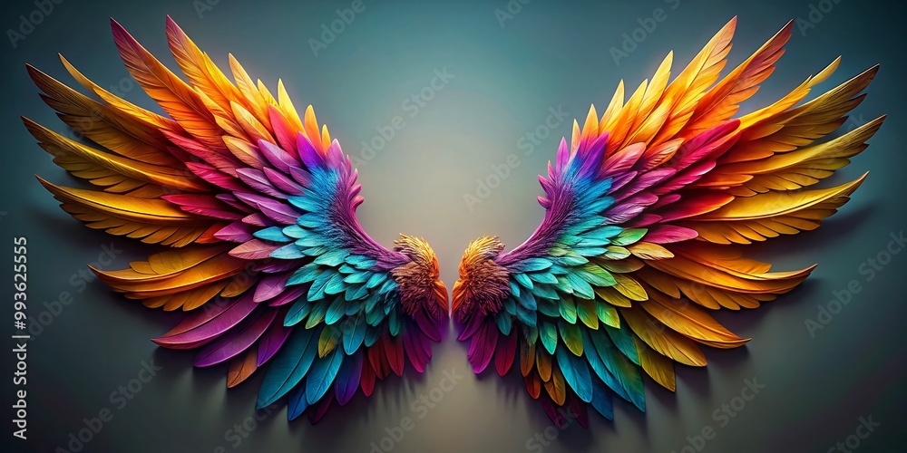 Vibrant and Colorful Angel Wings Displayed Against a Simple Background ...