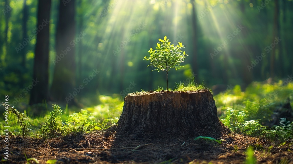 New Life Amidst Old Roots: A Symbol of Hope. AI generated illustration ...