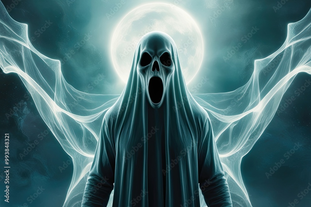 Ethereal Ghost Figure on Transparent Background in Generative Art Stock ...