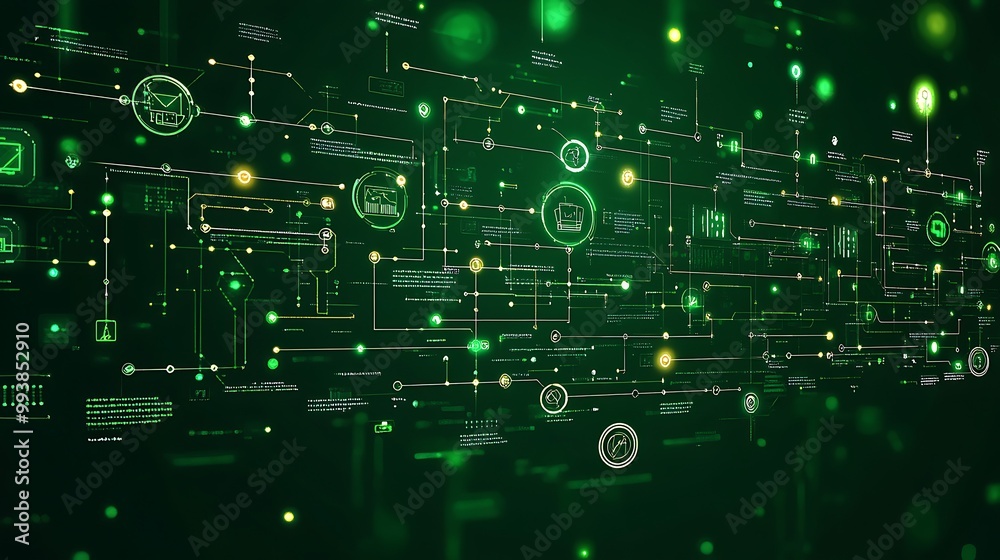 Ai Algorithm Flowchart A Flowchart Depicting An Ai Algorithm With Nodes And Decision Points On A