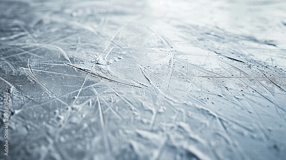 Detailed close up of ice skating rink texture with elegant patterns for ...