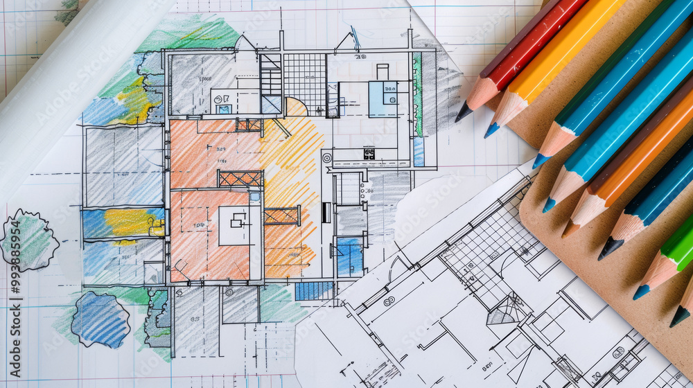 Sketch pads and graph paper for hand-drawing property layouts and floor ...