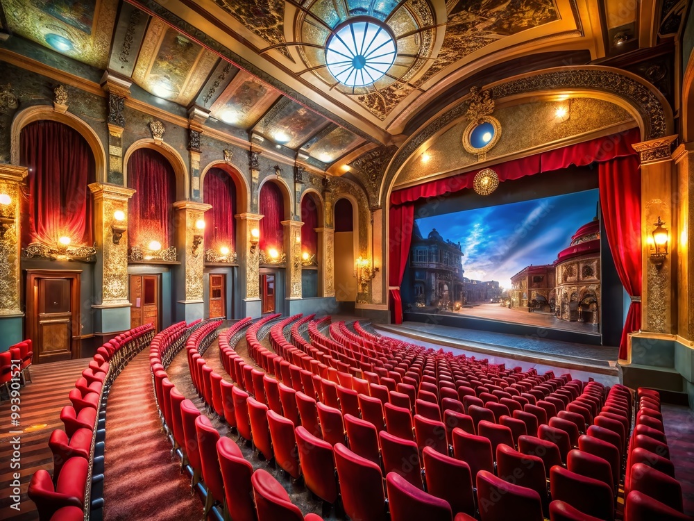 Cinematic Experience in a Vintage Theatre with Plush Seats and a Huge ...