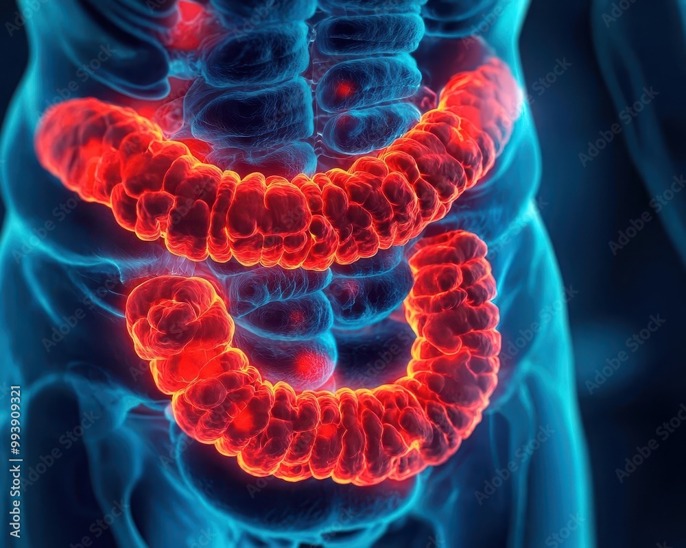 Diagram of colon anatomy with marked high-risk areas, detailed labeling ...