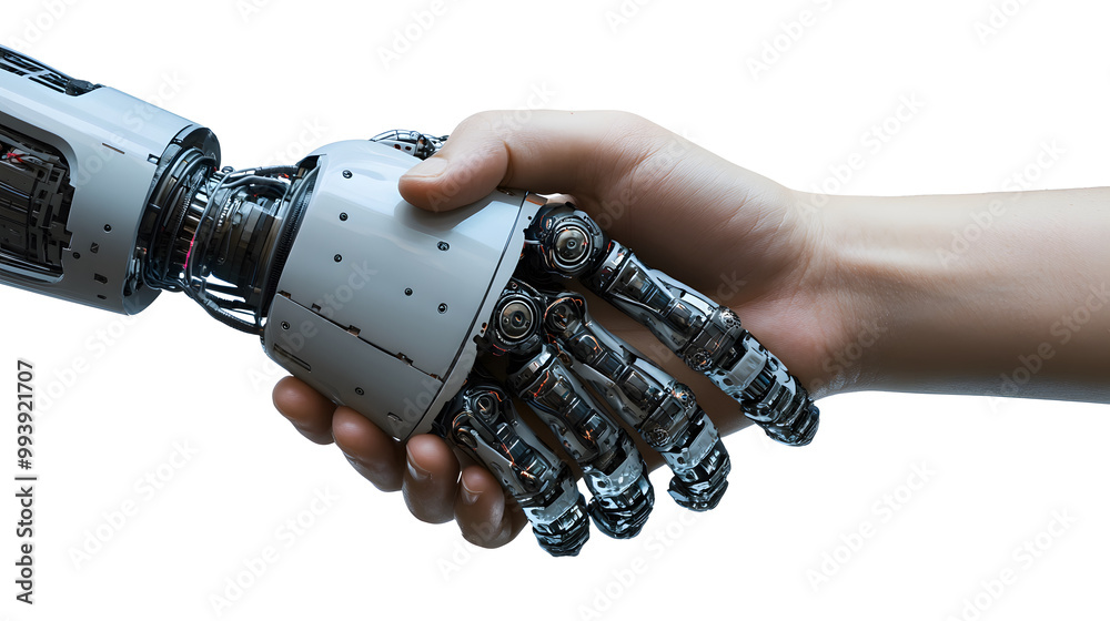 Png robot handshake human, artificial intelligence digital ...