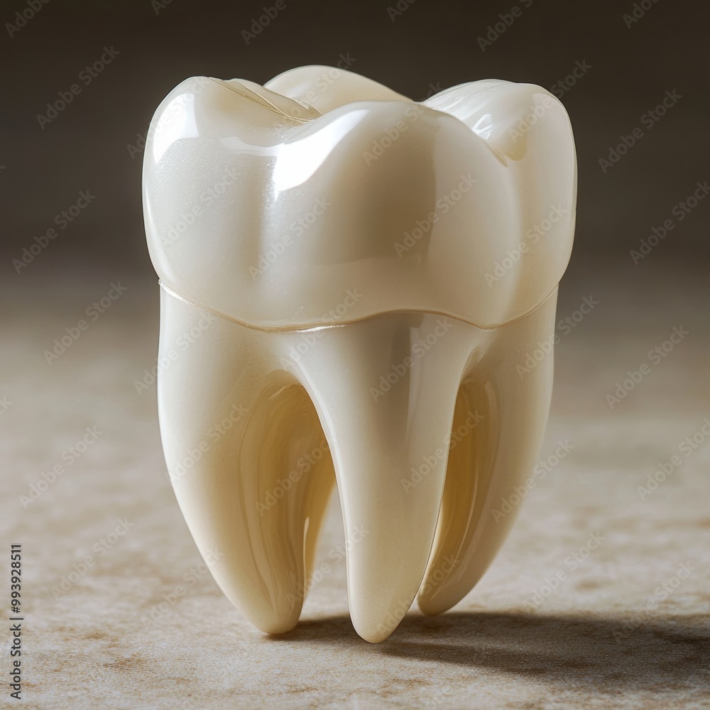 A detailed model of a wisdom tooth, illustrating its structure and ...
