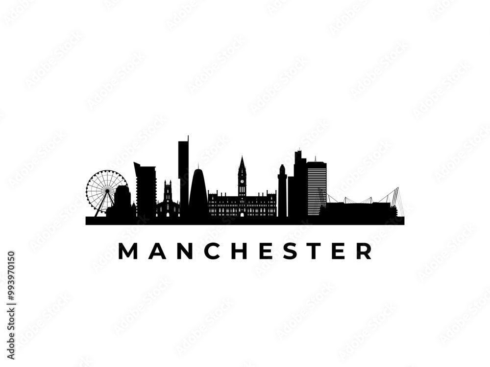 Vector Manchester skyline. Travel Manchester famous landmarks. Business ...