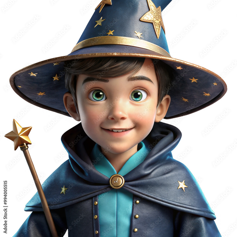 Boy in a Wizard Costume A playful 6-year-old boy dressed as a wizard ...