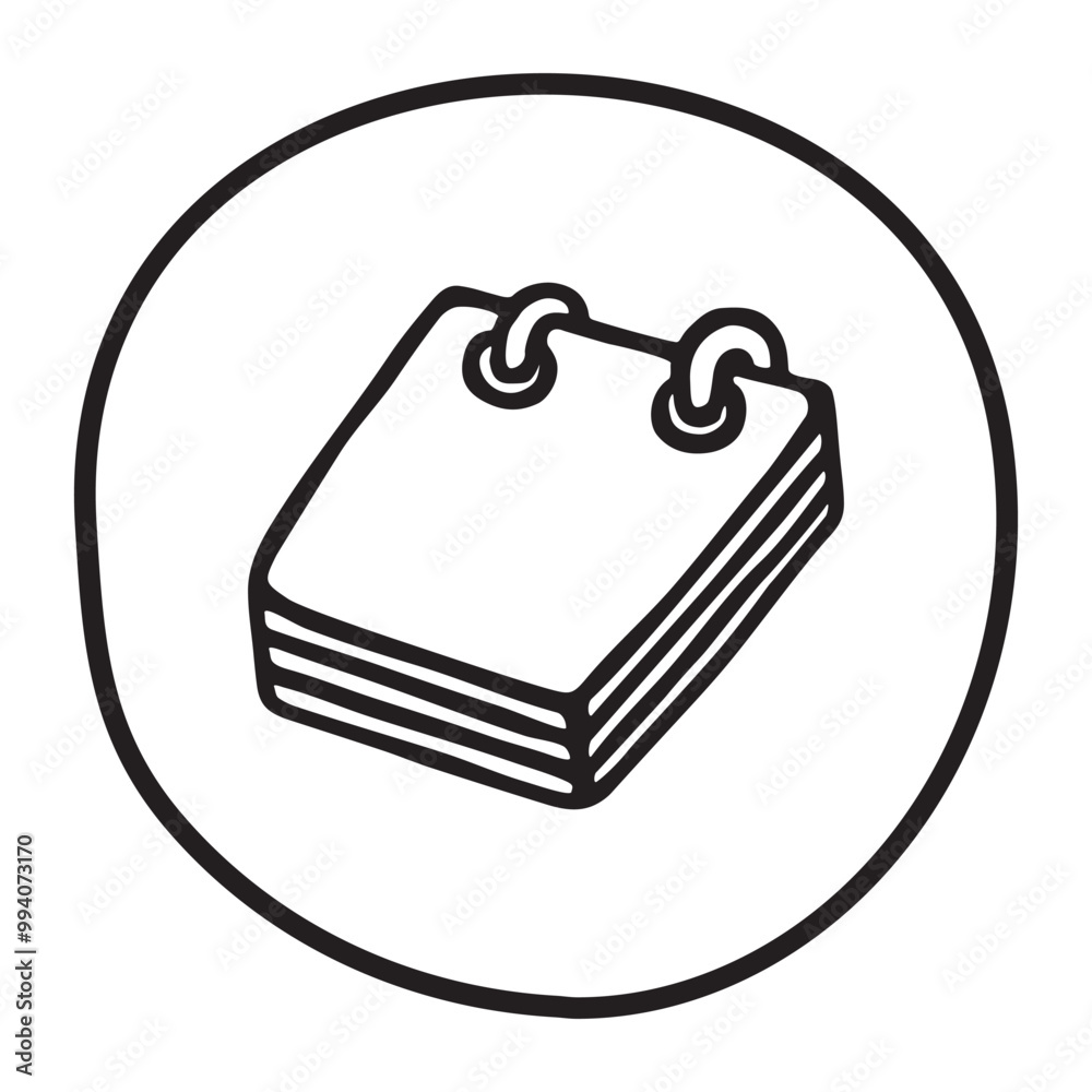 Doodle Notepad icon. Infographic symbol in a circle. Line art style ...