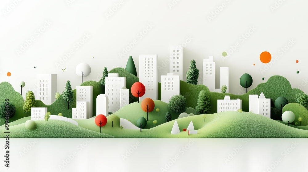 A vibrant illustration of a sustainable urban development project ...