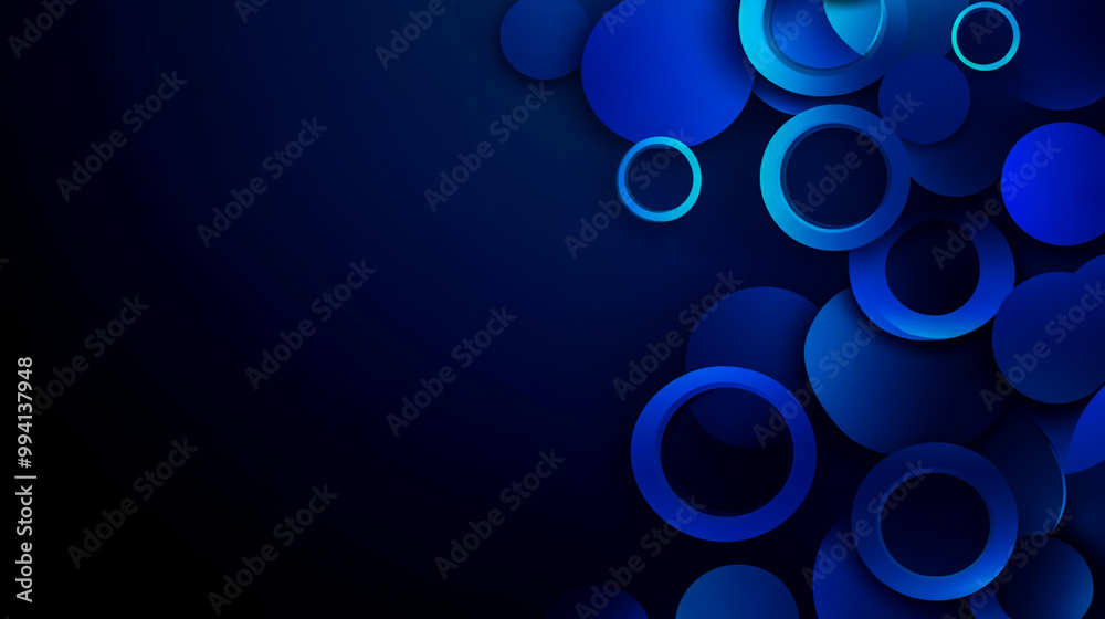 Blue background, vector graphics with simple shapes, circles, gradients ...