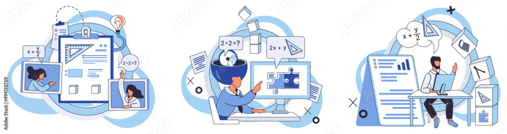 Mathematics vector illustration. Mathematicians engage in intellectual ...