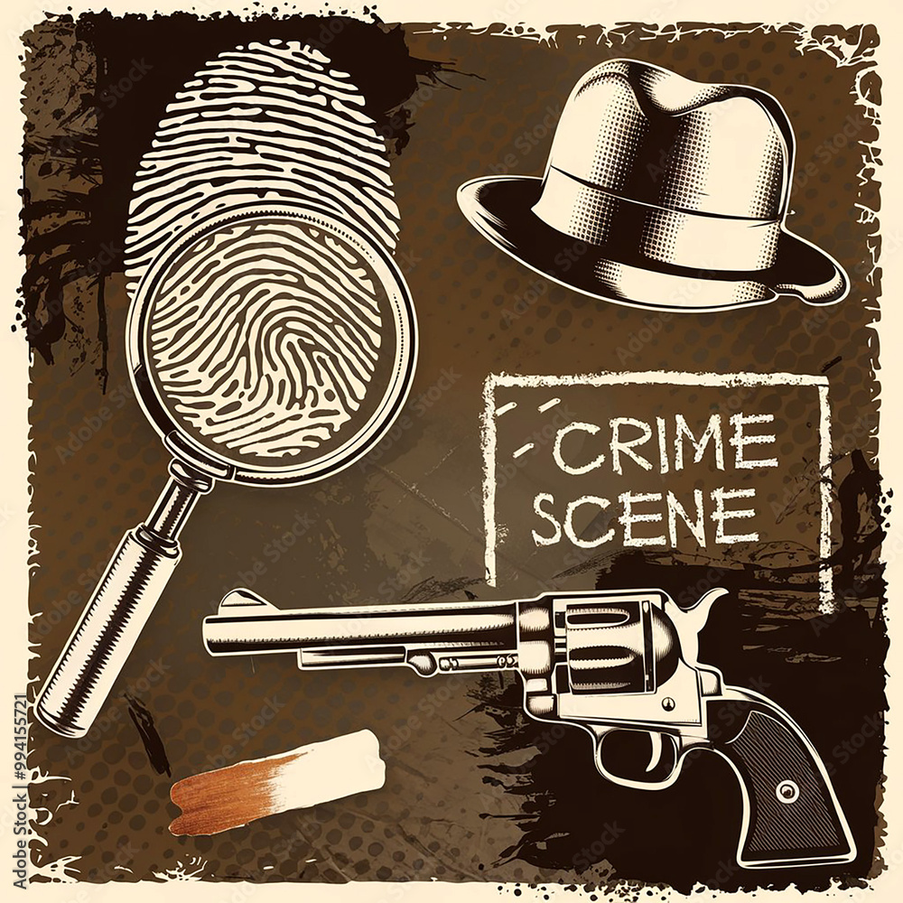 Trending collage on the theme of detective investigation, clues, crime ...