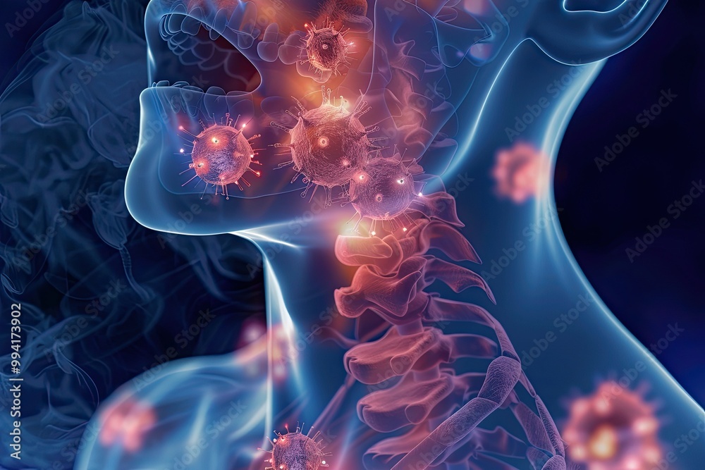 Staphylococcus bacteria infecting throat, causing angina, inflamed ...