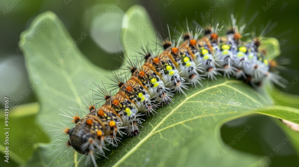 4. Colorful Gypsy Moth Caterpillars (Lymantria dispar) on Oak Tree ...