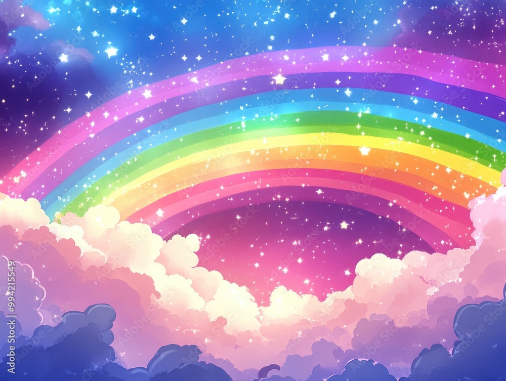 Colorful fantasy background featuring a magical sky filled with a ...