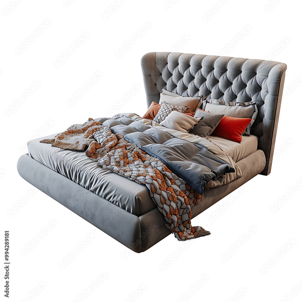 High-Resolution PNG Cutout of a Modern Bed on a Transparent Background ...