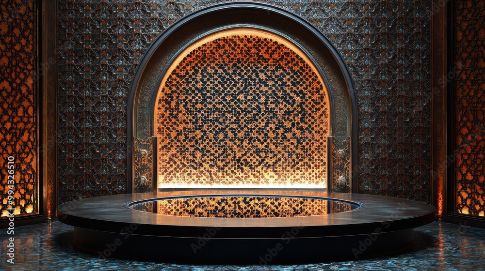 Elegant Moroccan lattice design with intricate details and warm ...
