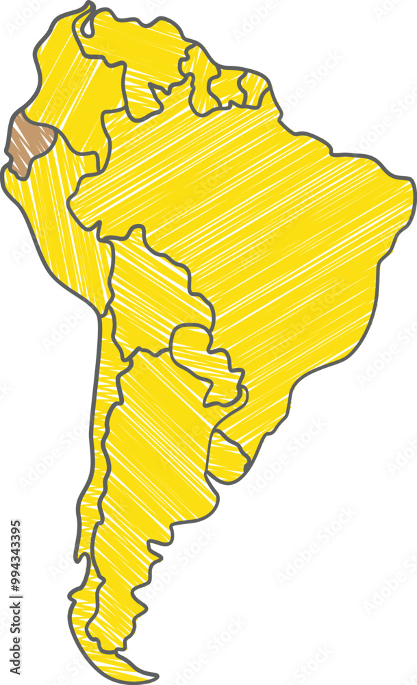 Highlighted map of ECUADOR inside detailed blank flat political map of ...