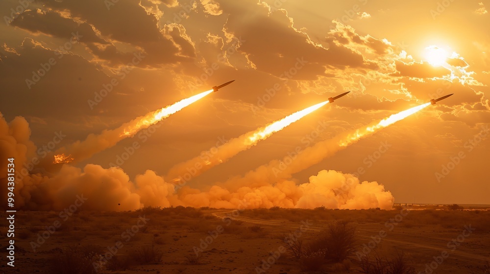 Missiles were launched from rocket launchers during military training ...
