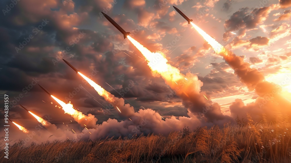 Missiles were launched from rocket launchers during military training ...