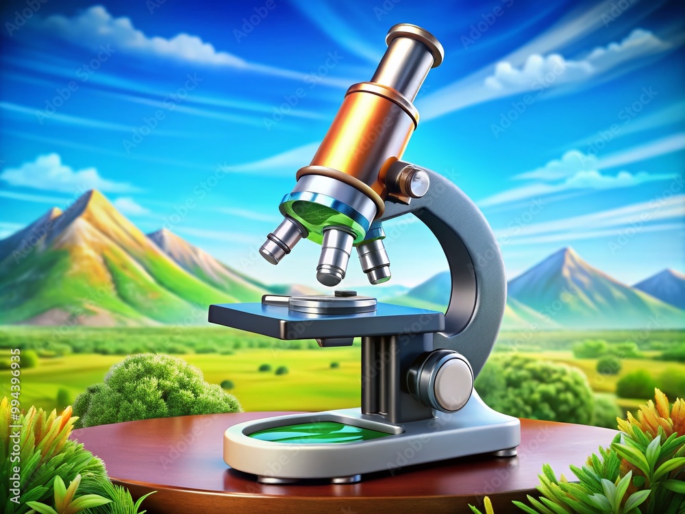 Realistic Drawing of a Microscope on a White Background for Educational ...