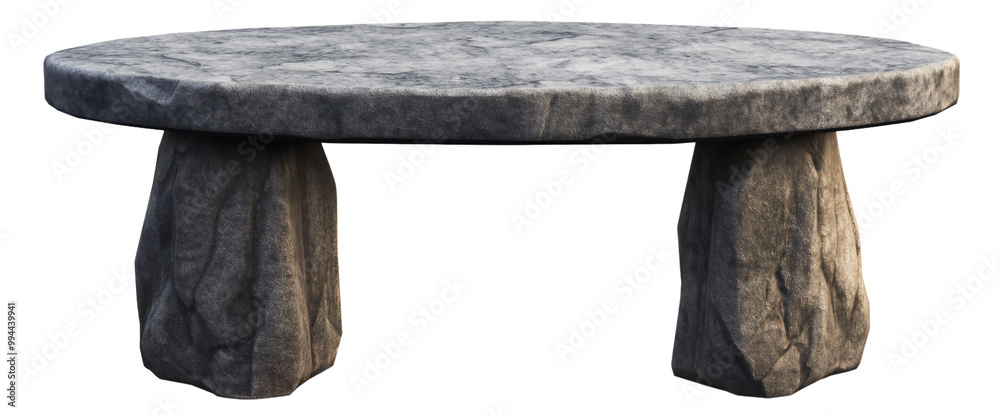 Isolated stone table surface with grey retro granite texture, empty ...