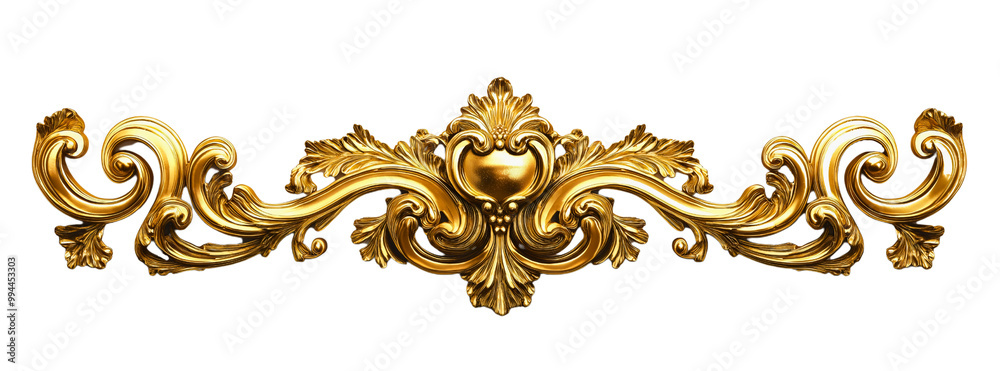Golden ornament with vintage design, retro decorative element isolated ...
