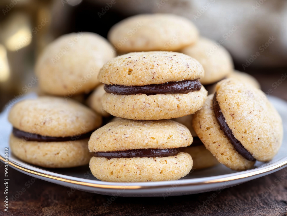 Baci di Dama cookies. Italian Piedmont sandwich biscuit consisting of ...