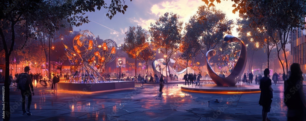 Technical drawing for a dynamic city square redevelopment, including ...