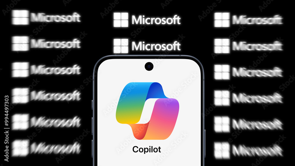 Microsoft Copilot Logo displayed on a modern smartphone in front of a ...