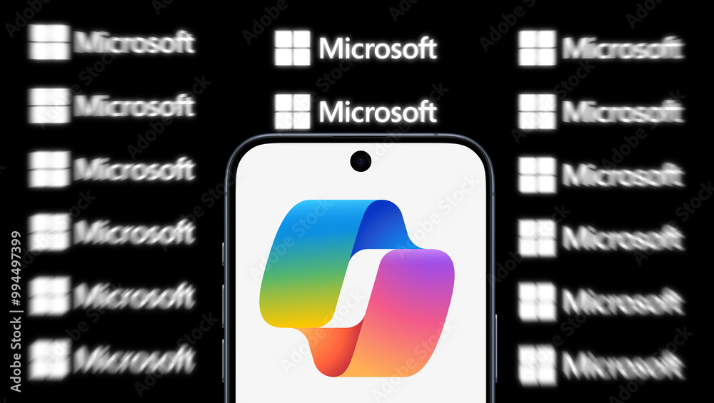 Microsoft Copilot Logo displayed on a modern smartphone in front of a ...