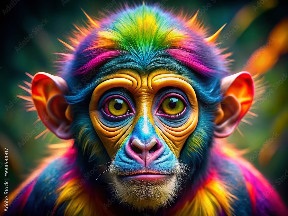 Unusual Hybrid Creature Showcasing Monkey Face with Human Features in a ...