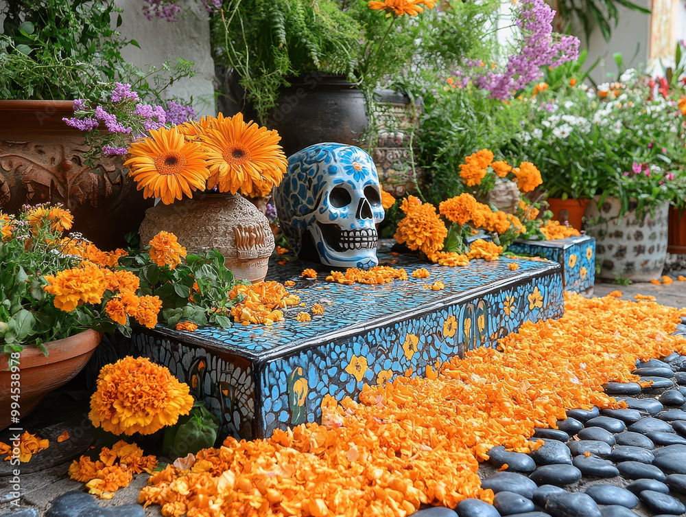 Beautiful Day of the Dead gravestone decorations photos showing ...